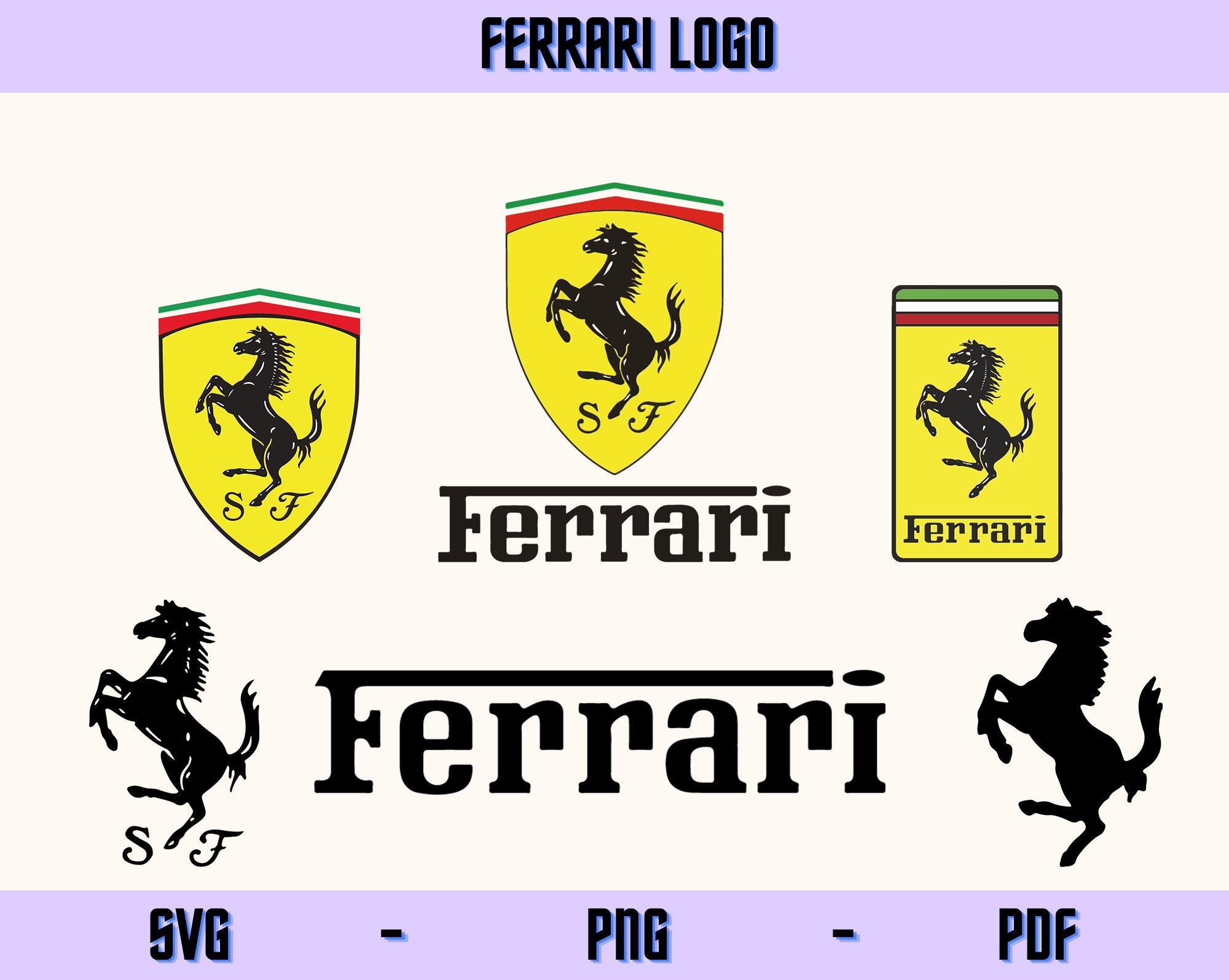 Ferrari Vector Svg Png Pdf Webp Cricut & Silhouette Cut - Etsy Australia