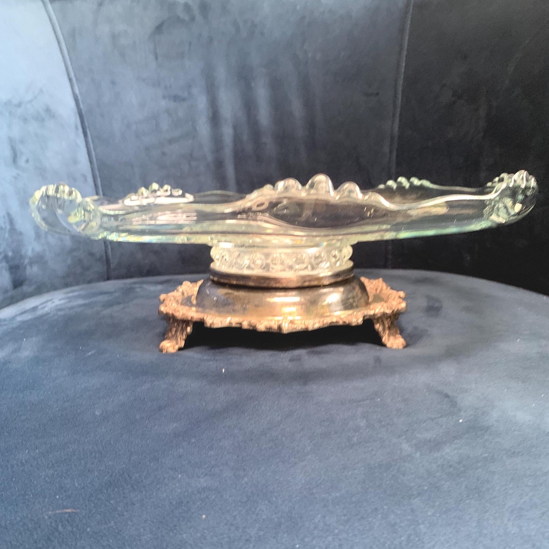 Crown Hallmark Silver-plate Swivel Lazy Susan Footed Village Guild ...