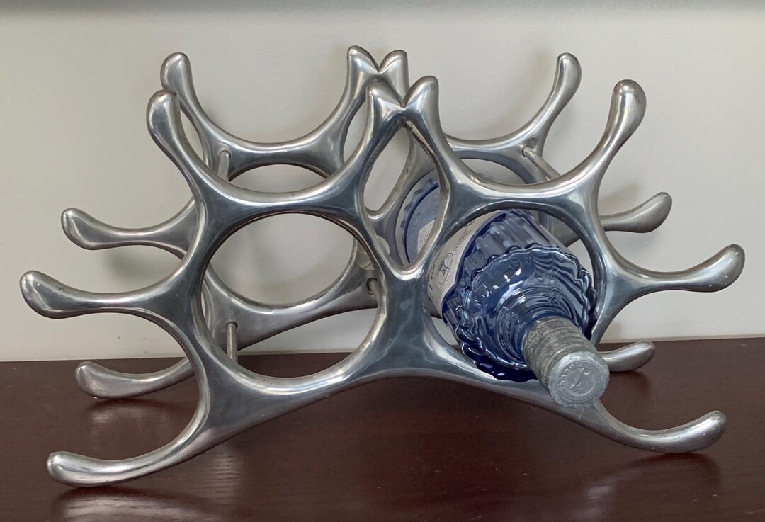 Brutalist Cast Aluminum Wine Rack | Tabletop | 8 Bottle | Michael Noll ...