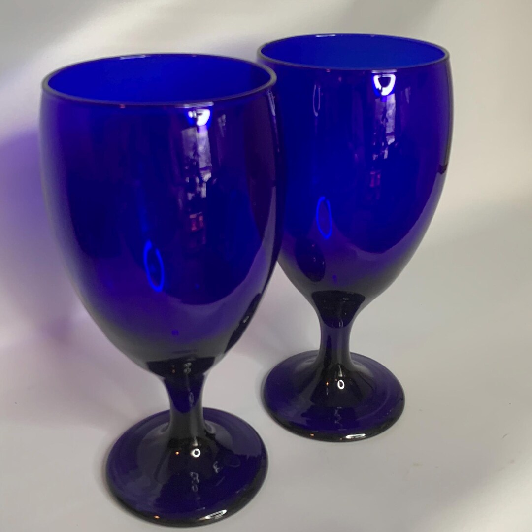 Vintage Empress Cobalt Blue Libbey Ice / Wine Tea Tulip Shaped Footed ...