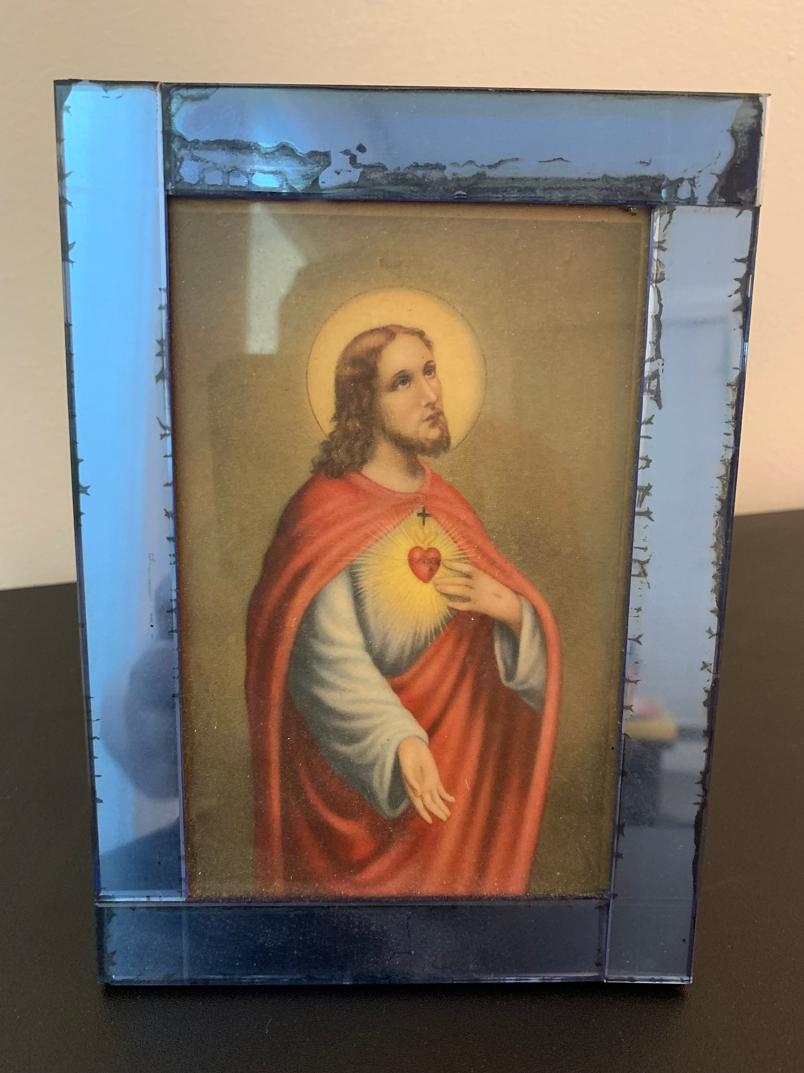 Art Deco Cobalt Blue Mirrored Glass Picture Frame | C 1925 - 30s ...
