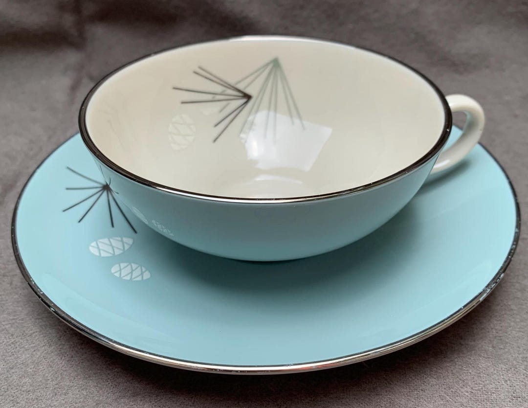 Franciscan Silver Pine, Atomic, Pine Cones, MCM: Coffee Cups & Saucers ...