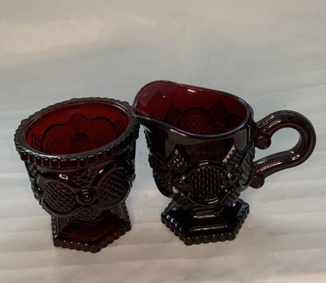 Vintage Gothic Avon Cape Cod Ruby Red Creamer and Sugar Bowl Set - Etsy