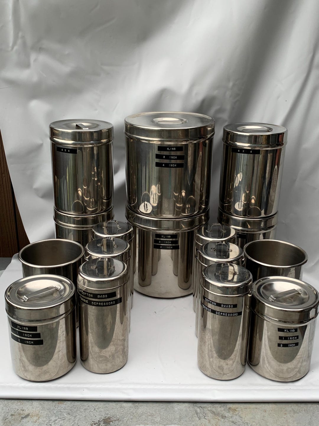 Medical Canisters | Vintage Stainless Steel Silver Vollrath Medical ...