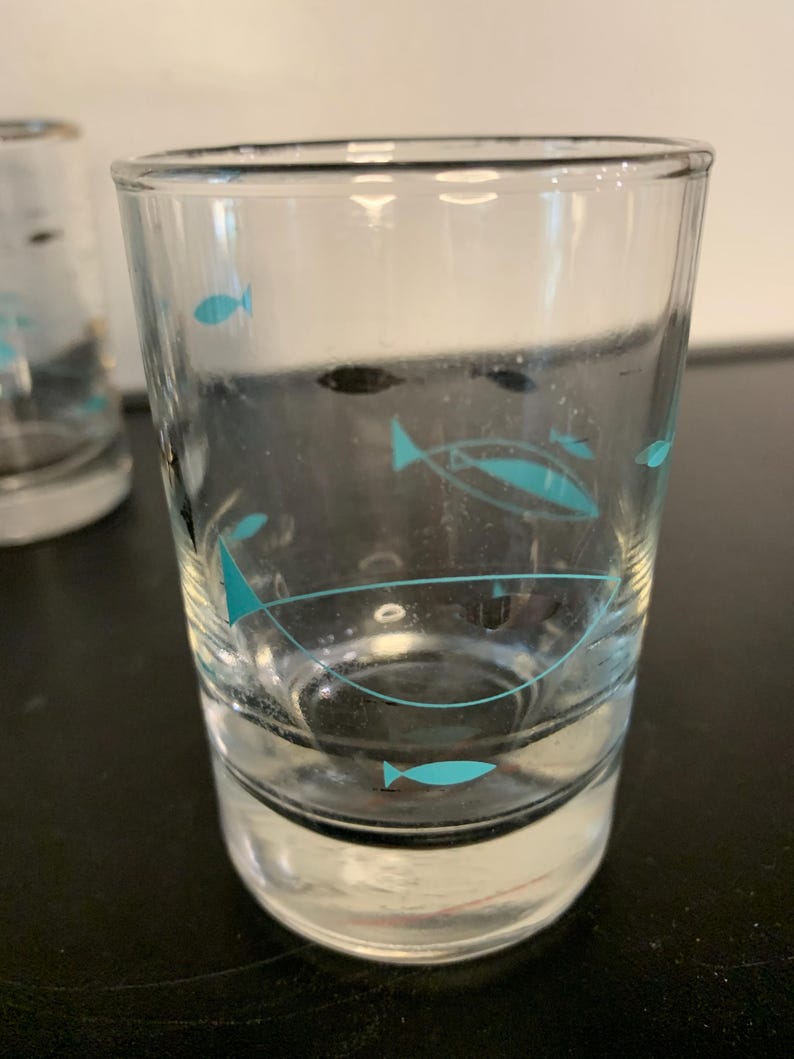 MCM 1950s Mid-century Libbey ATOMIC Fish Mediterranean Glasses ...