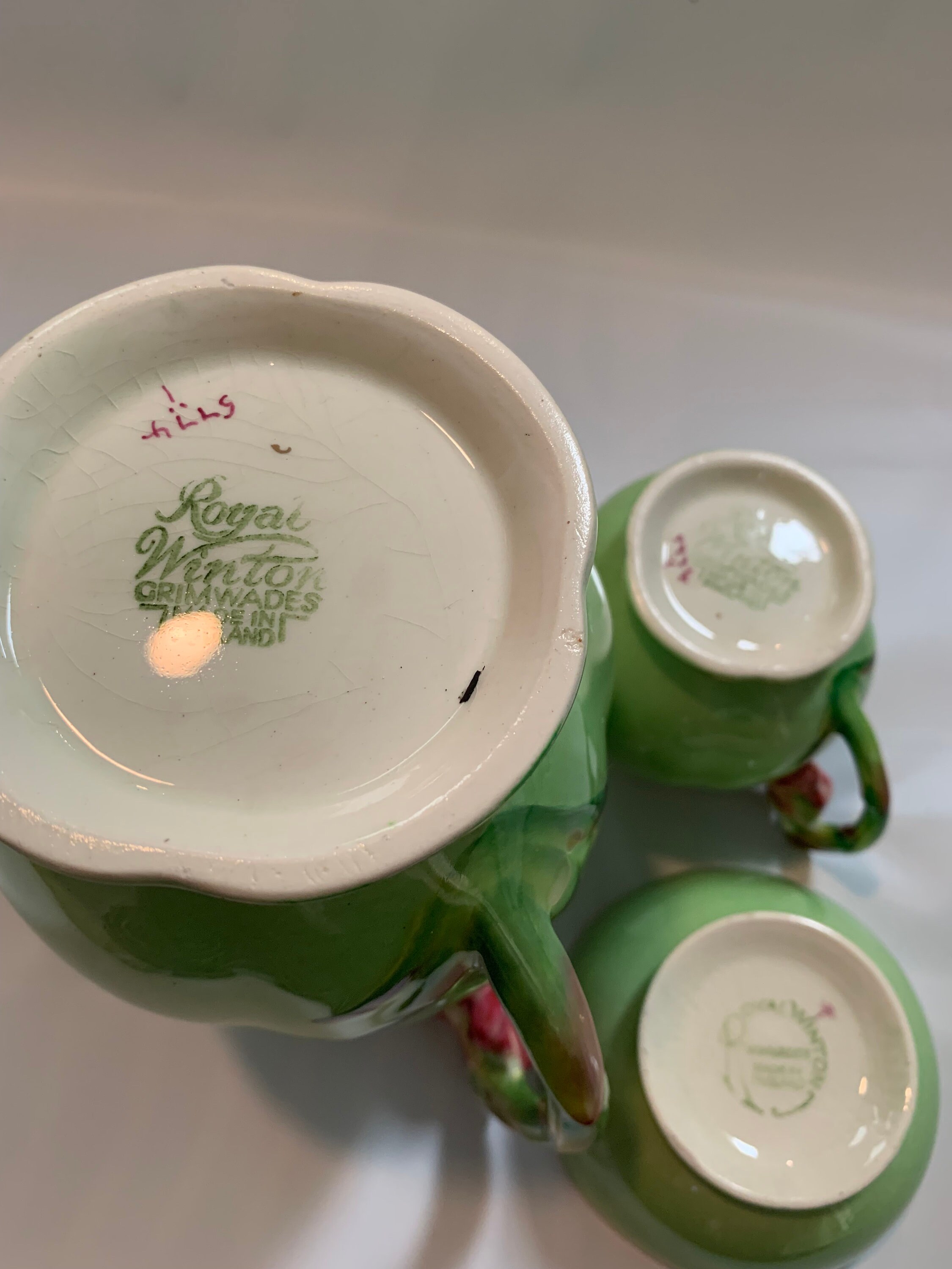 Vintage Royal Winton/grimwades Green Tiger Lilies Coffee/tea Set With 3 ...