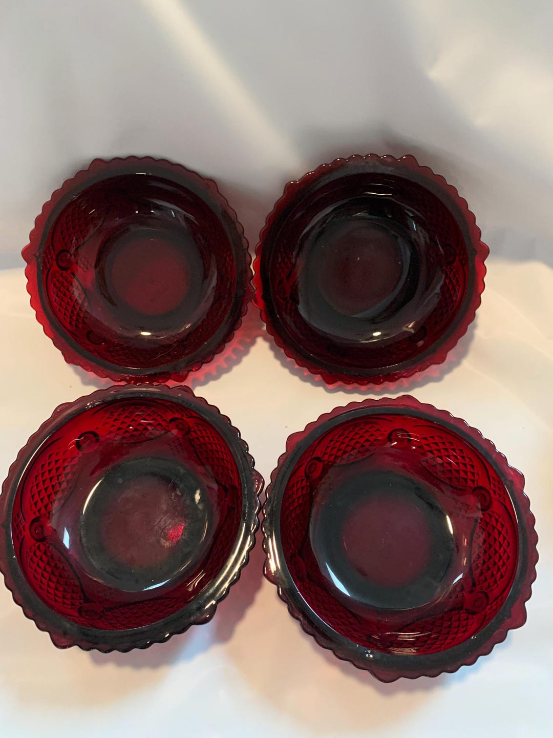 Vintage Avon Cape Cod Ruby Red Gothic Berry / Dessert Bowls | Set of 4 ...