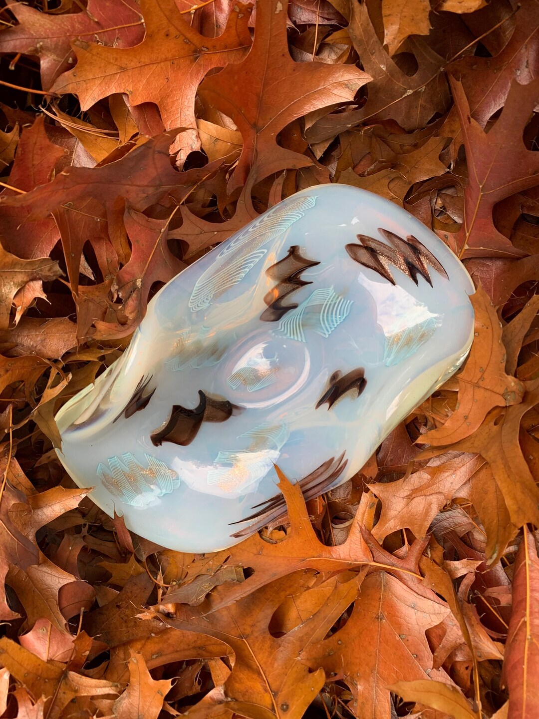 MCM Murano Glass Fratelli Toso Opaline Opalescent Art Ribbon, Swirls ...