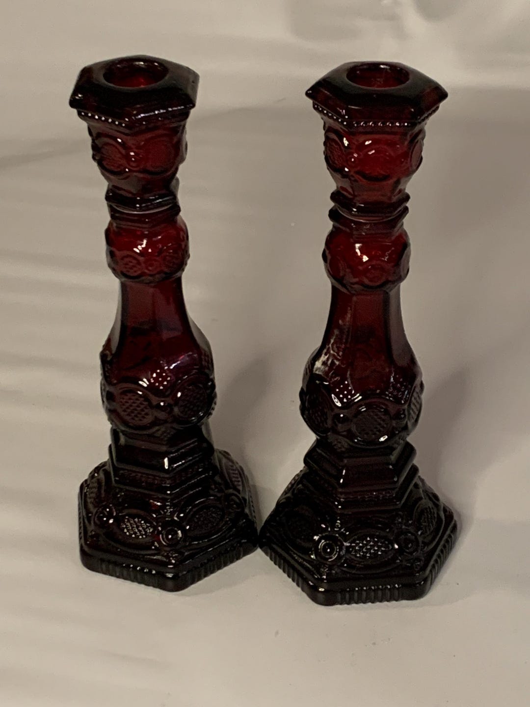 Vintage AVON Ruby Red 1876 Cape Cod Candlestick Holders | Set of 2 - Etsy