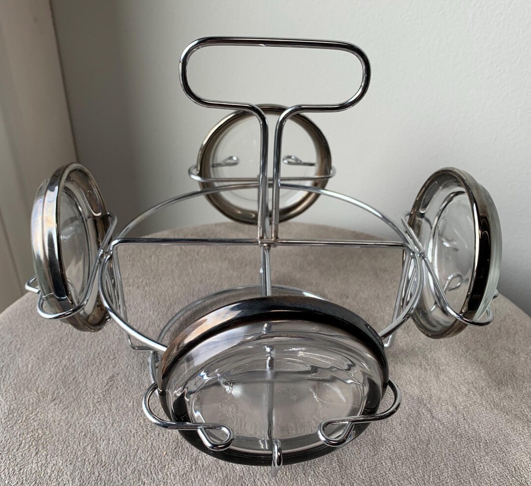 MCM Dorothy Thorpe Style 5 Piece Silver Fade Highball Coaster/caddy ...