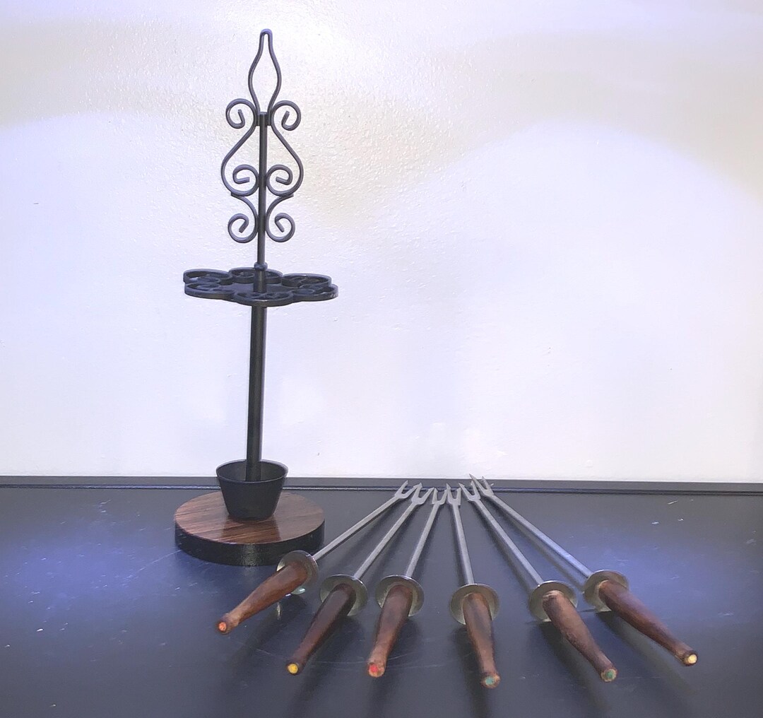 MCM Mid-century Vintage Fondue Fork Set and Stand | Free Shipping! - Etsy
