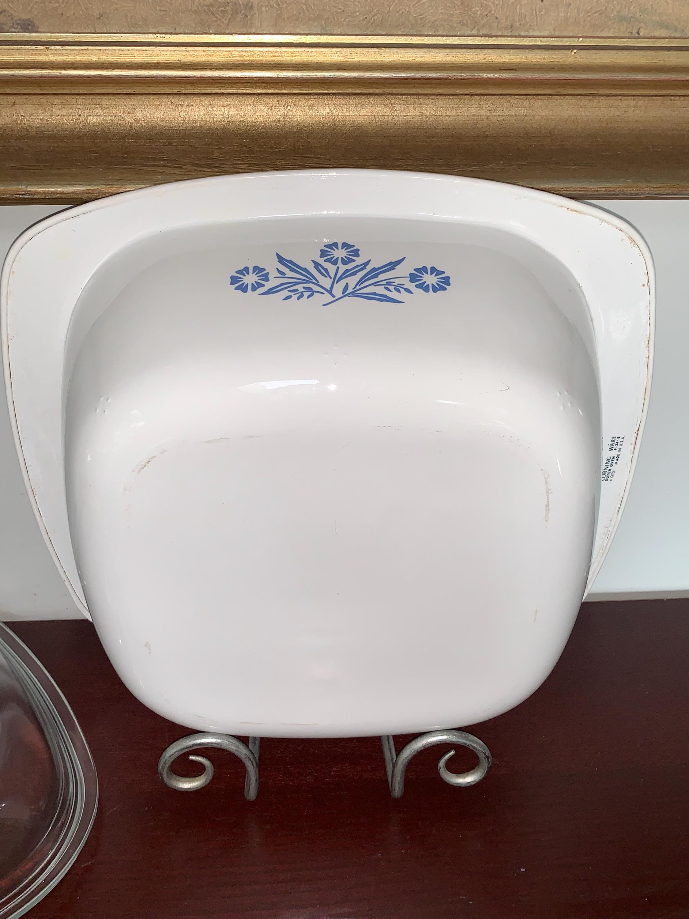 Corning Ware Cornflower Four QT Dutch Oven Casserole + Clear Glass Lid ...