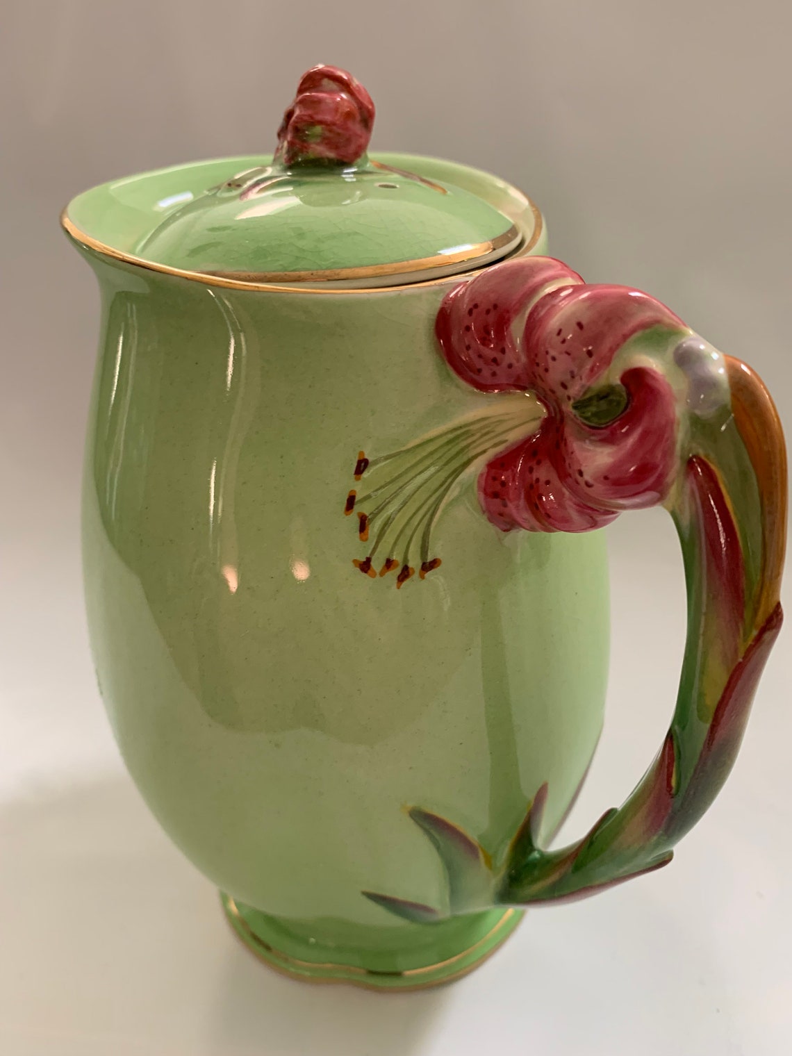 Vintage Royal Winton/grimwades Green Tiger Lilies Coffee/tea Set With 3 ...