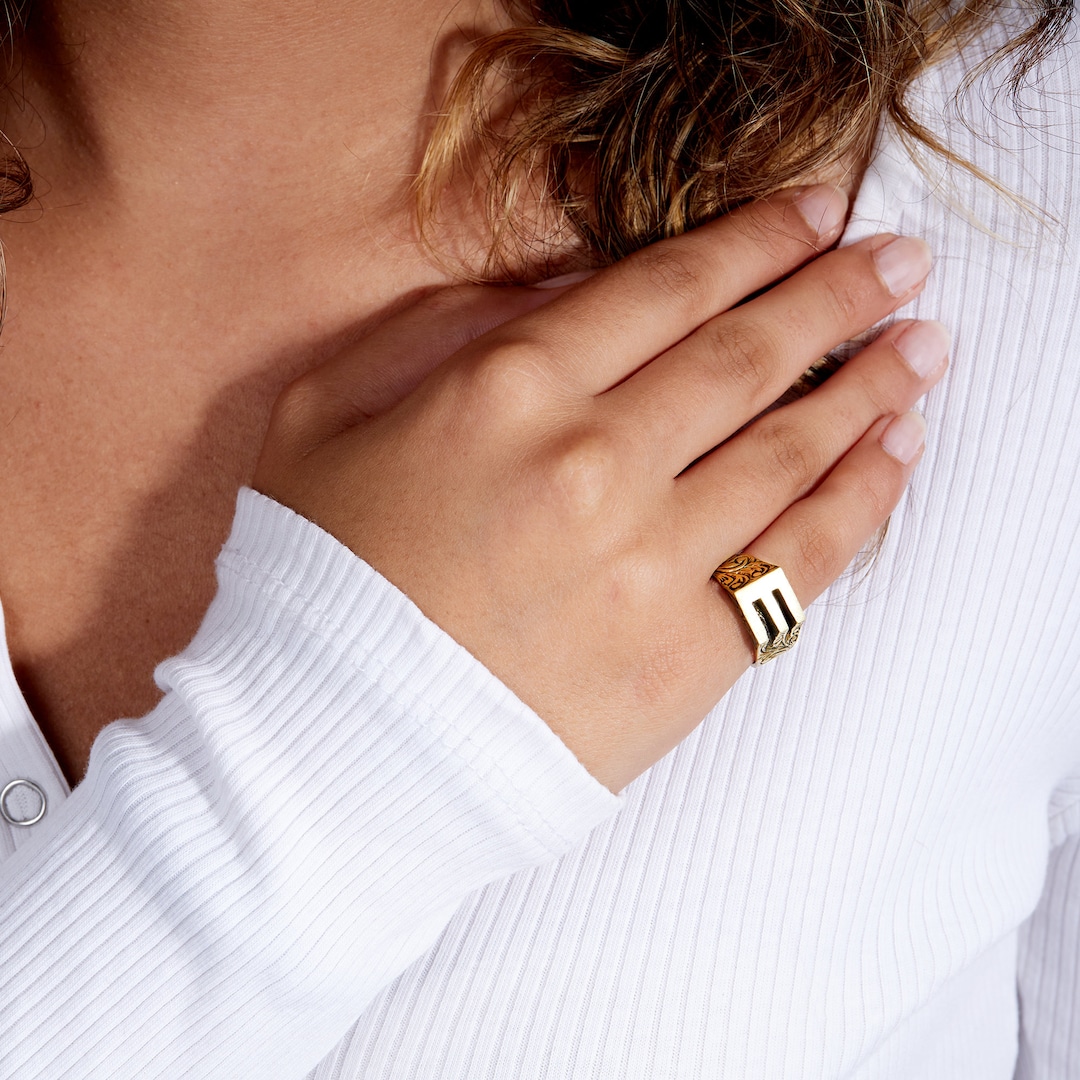 Letter E Initial Ring Sterling Silver Alphabet Chunky Initial - Etsy