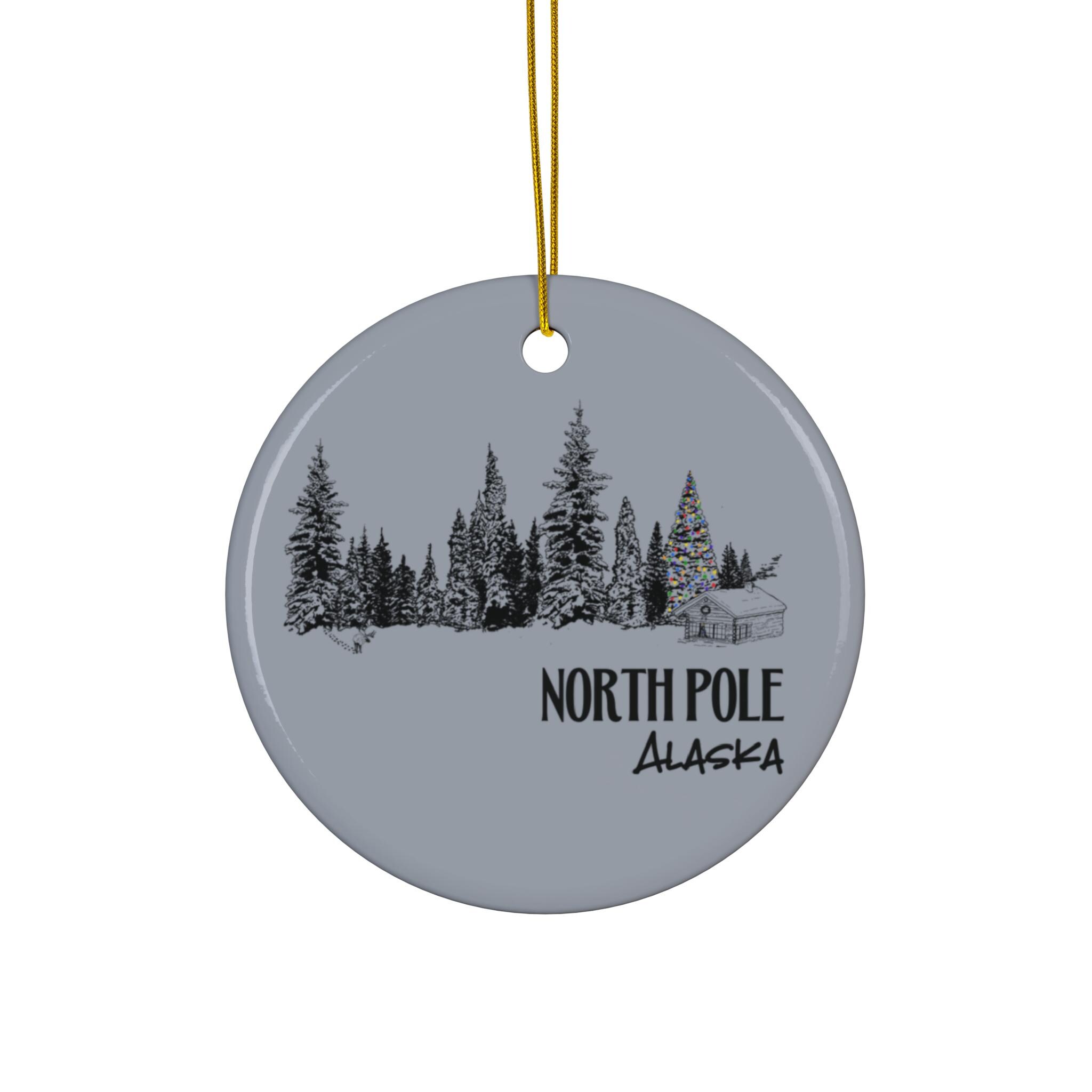 North Pole Alaska Ceramic Christmas Ornament - Winter Landscape Snowy ...