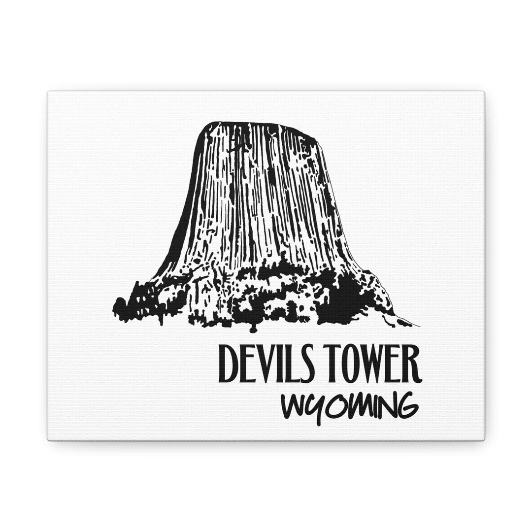 Devils Tower Canvas Gallery Wraps Wyoming Wall Art Hand Drawn ...