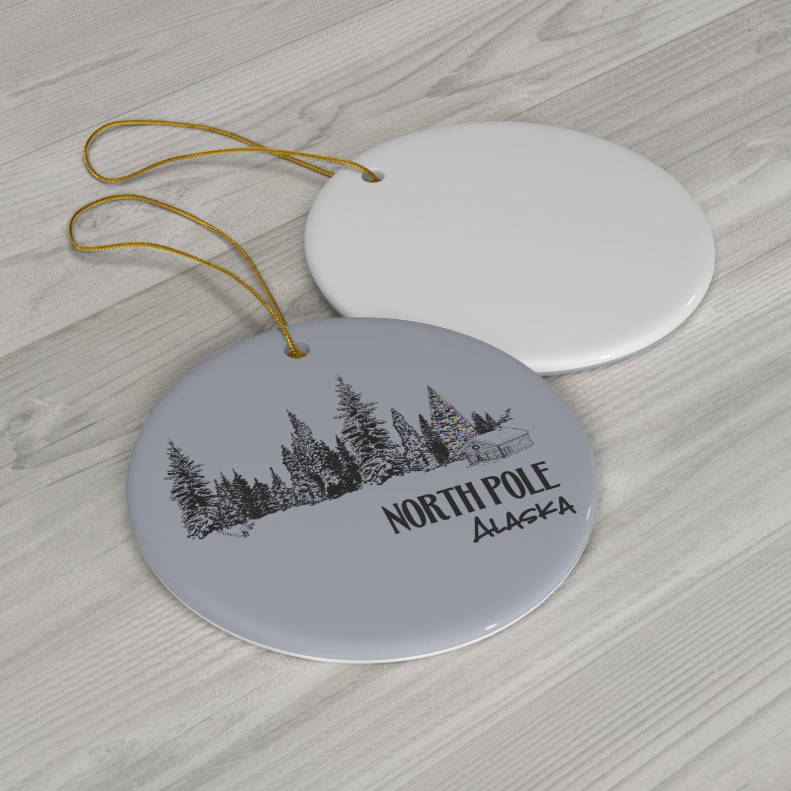 North Pole Alaska Ceramic Christmas Ornament - Winter Landscape Snowy ...