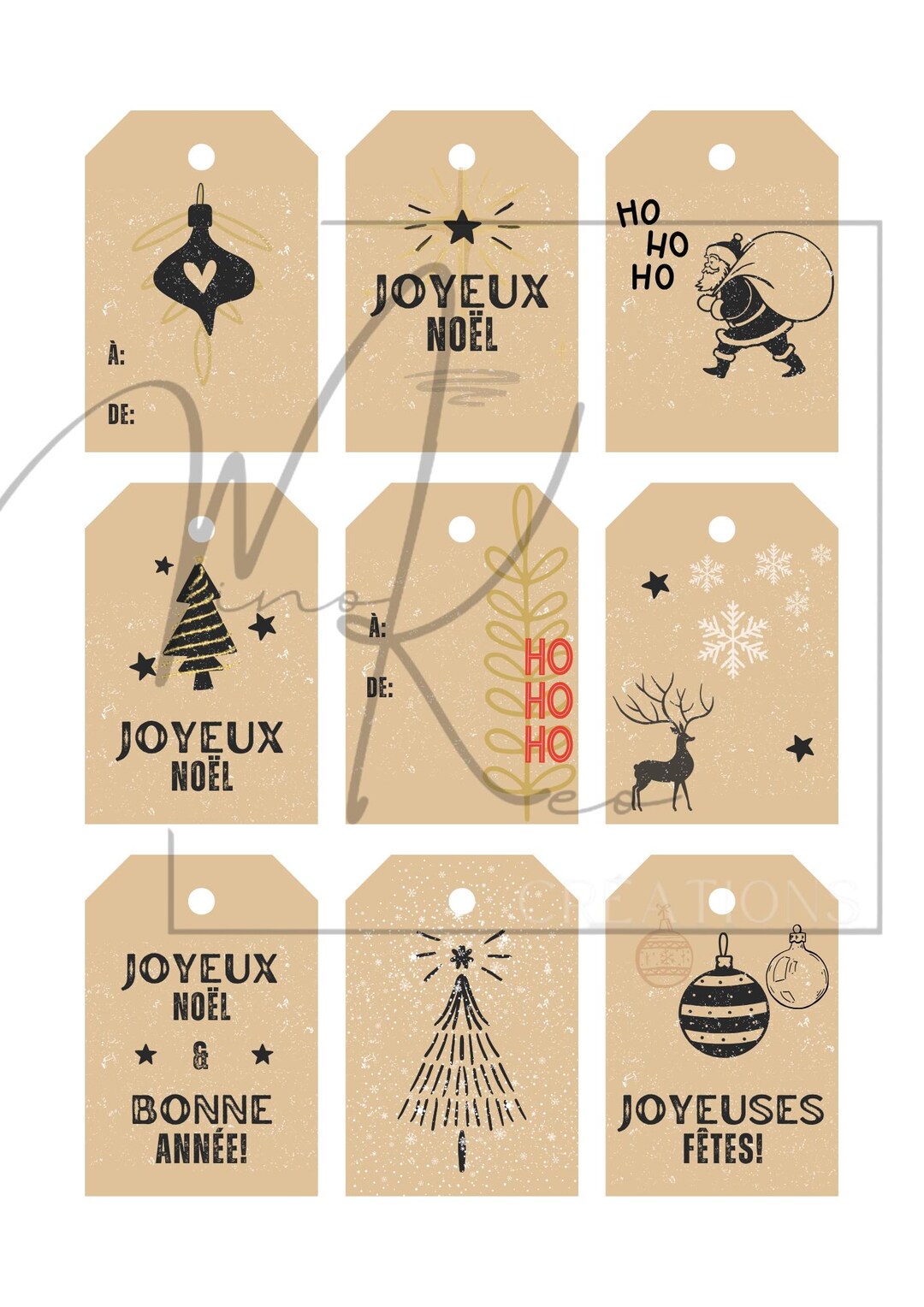 Christmas Gift Tags Printable Instant Download Français - Etsy