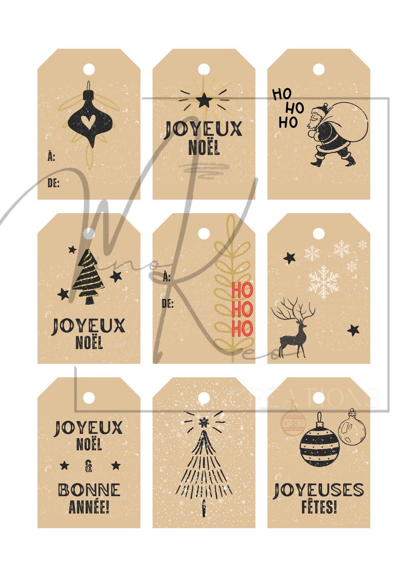 Christmas Gift Tags Printable Instant Download Français - Etsy