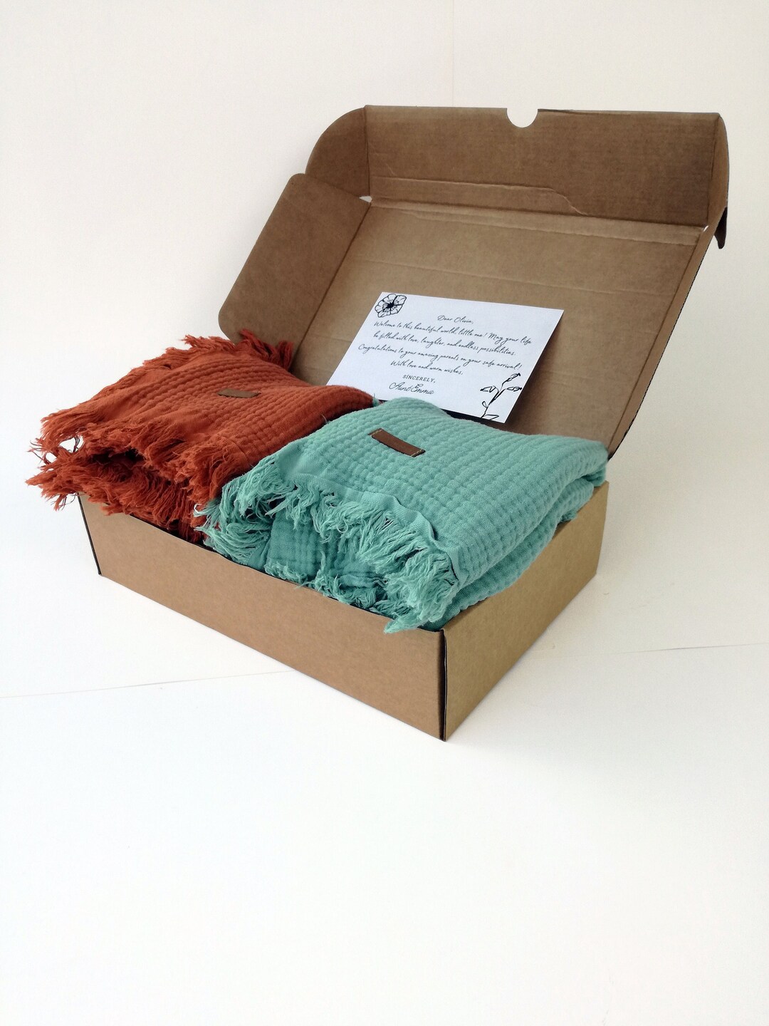 Personalized Muslin Baby Blanket Gift Box: Organic Cotton Swaddle Set ...