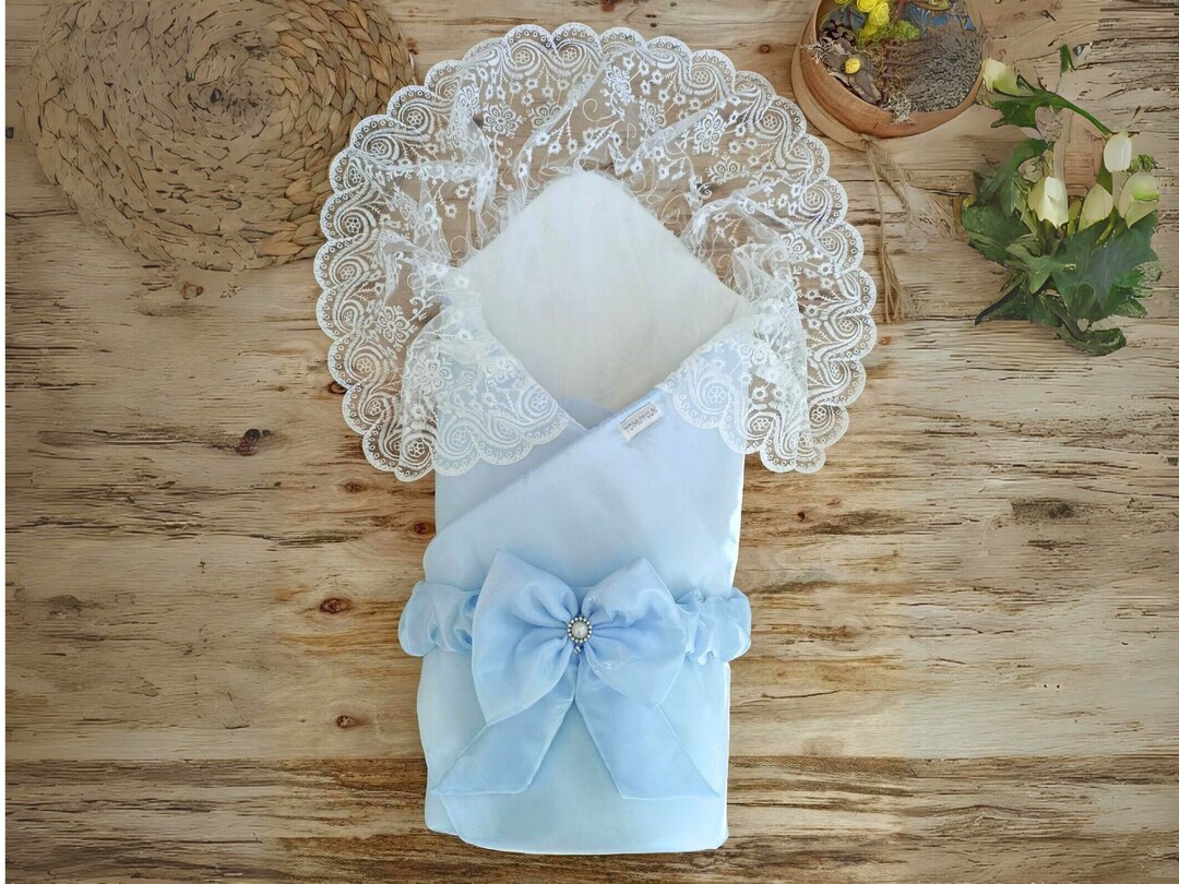 Blue Newborn Baby Swaddle With Lace Baby Girl or Boy Swaddle - Etsy