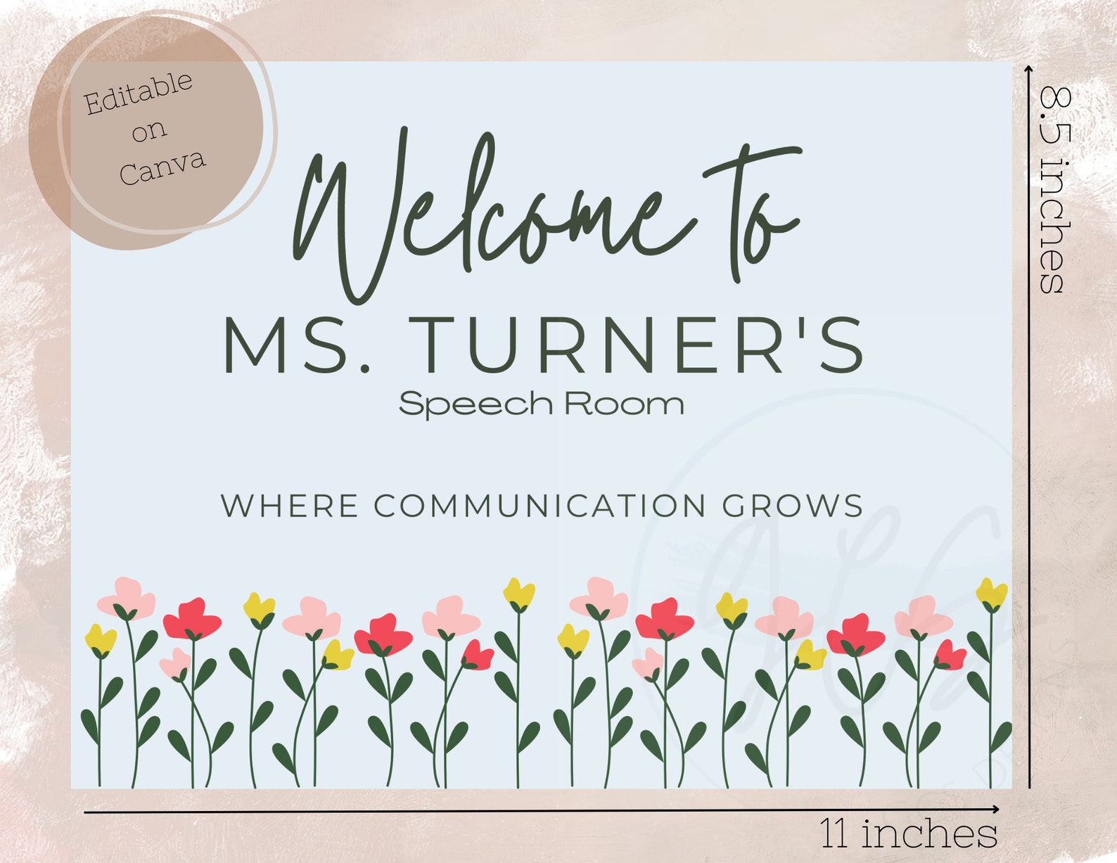 Editable Flower Welcome To.. Poster for Speech Therapy - Etsy