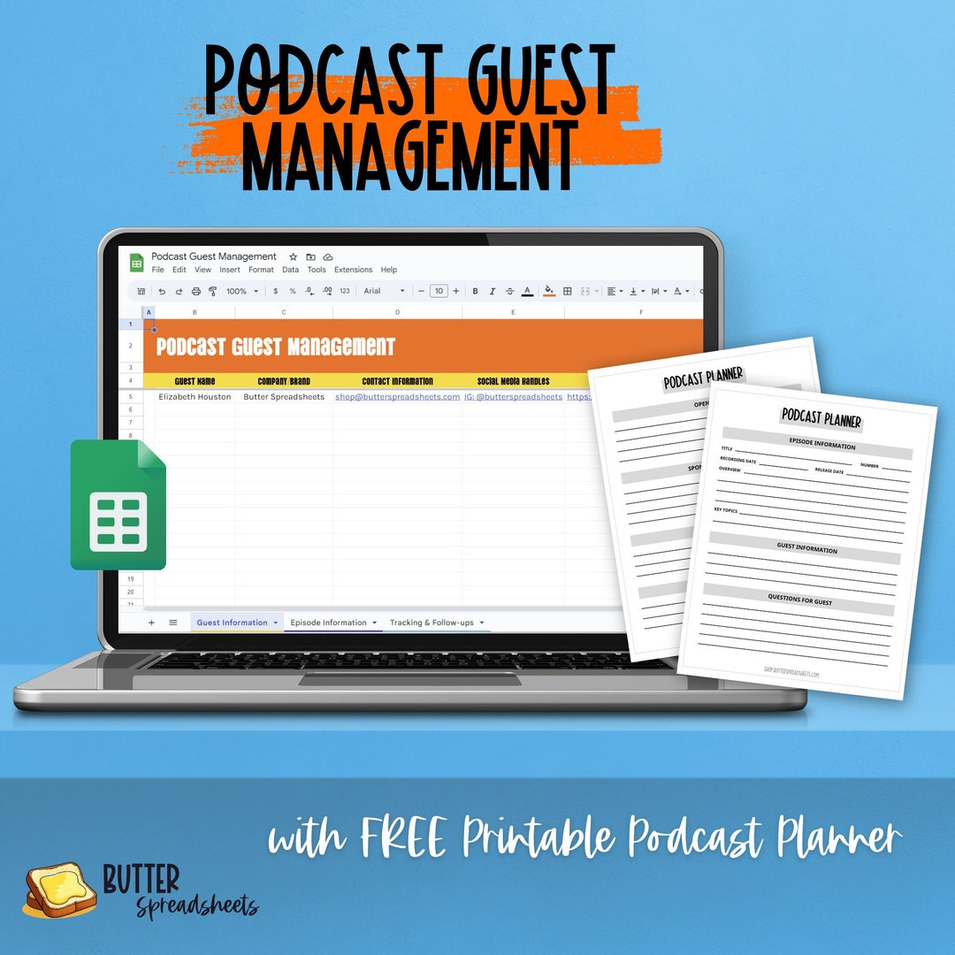 Podcast Guest Management Spreadsheet + Printable Planner | Episode ...