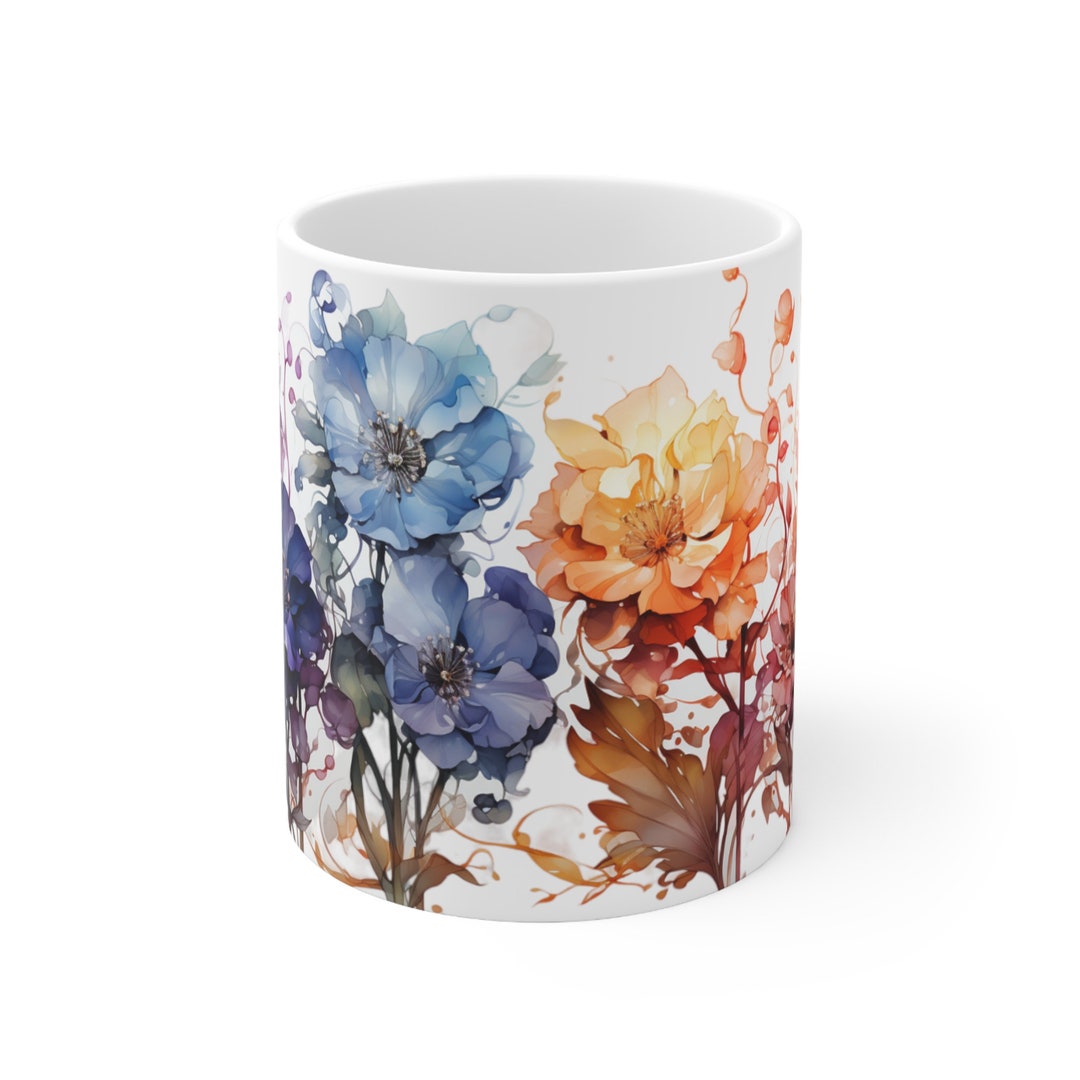 Whimsical Watercolor Flowers Mug Fantasy-inspired Ceramic Mugs and ...