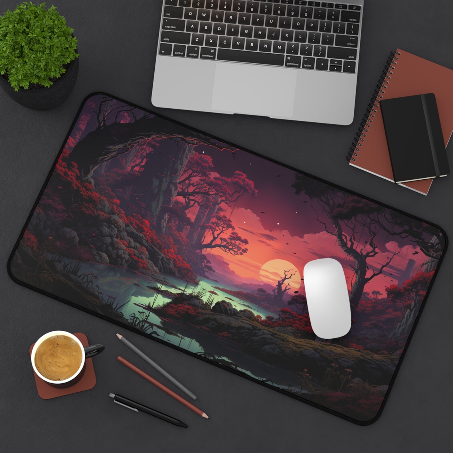 Into the Woods Dark Fantasy Desk Decor Gaming Desk Accessories Fantasy Landscape Mousepad Unique ...