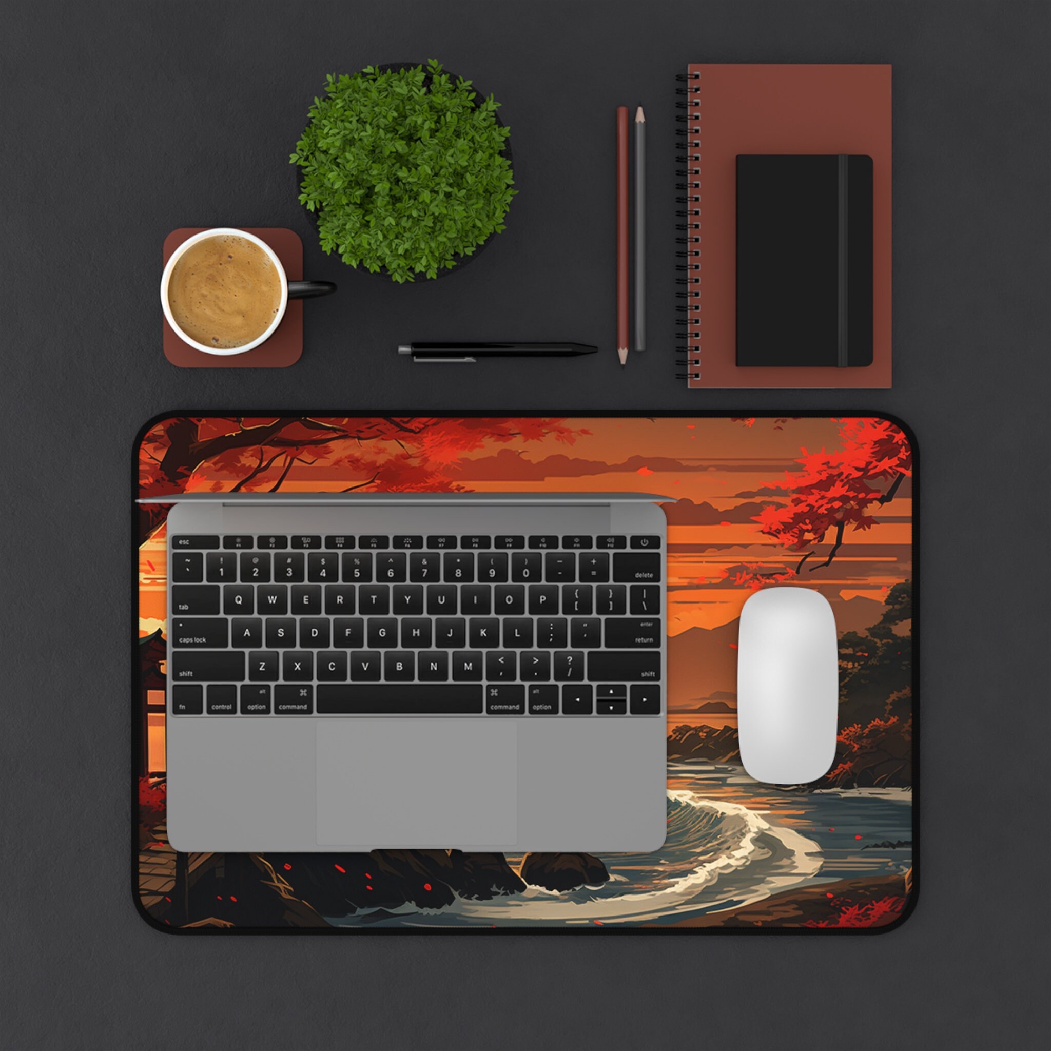 Oceanside Sunset Japanese Aesthetic Desk Decor Gaming Desk Accessories ...