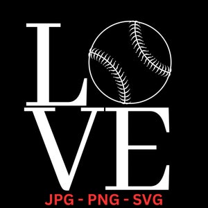 Love Baseball - Baseball SVG - JPG - PNG Black and White - Digital ...