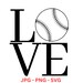 Love Baseball - Baseball SVG - JPG - PNG Black and White - Digital ...