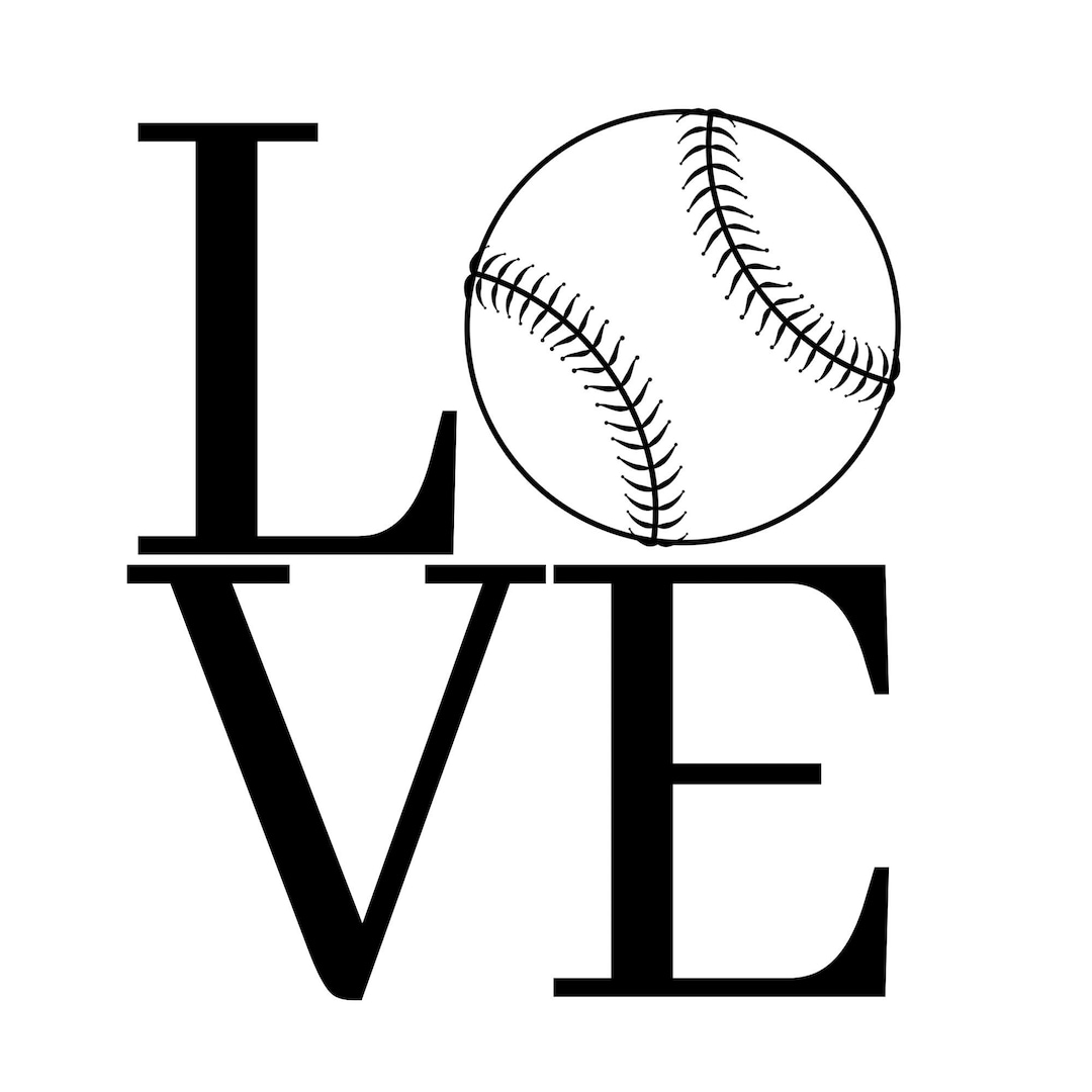 Love Baseball - Baseball SVG - JPG - PNG Black and White - Digital ...