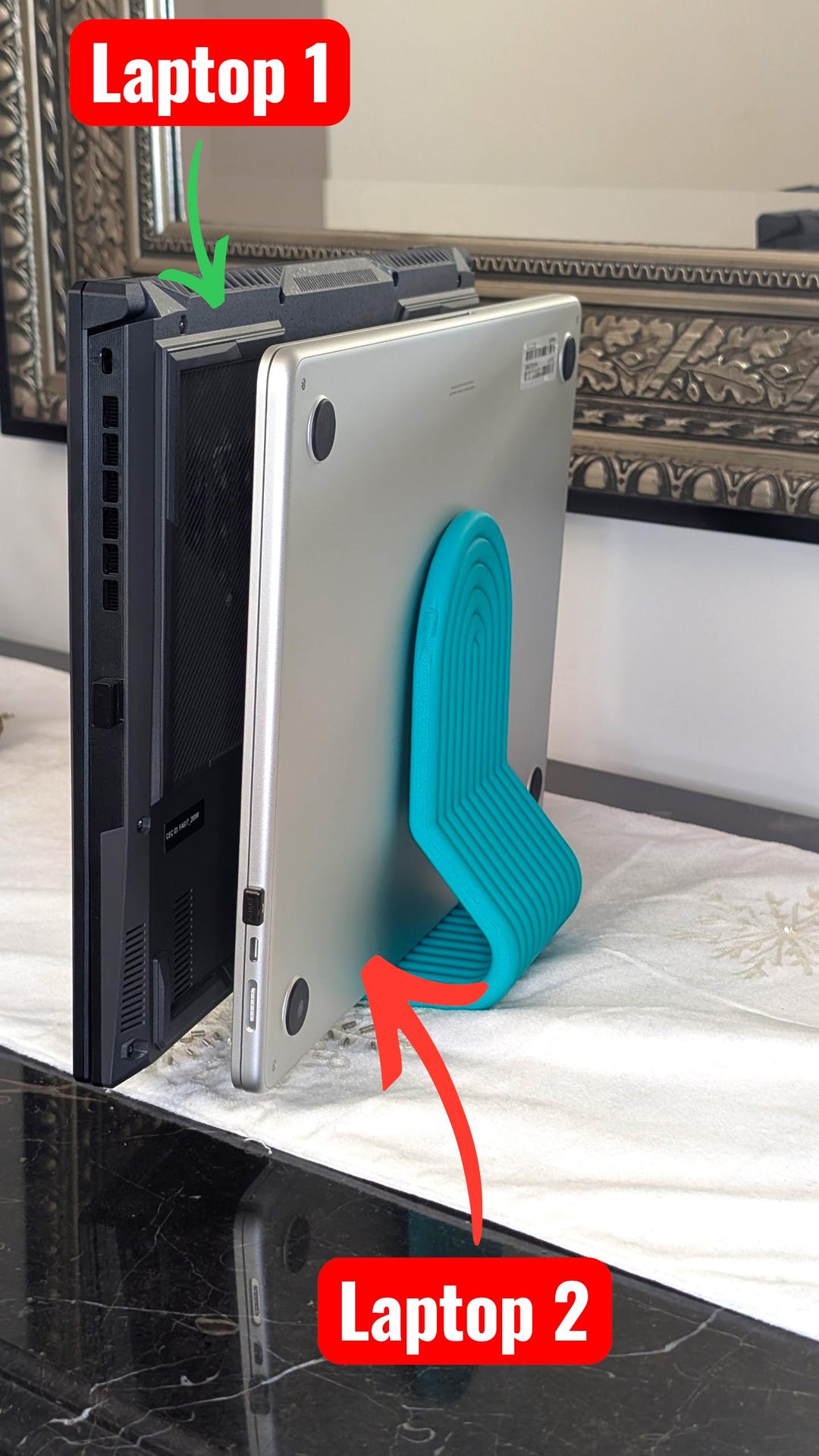 3D Printed Dual Laptop Stand – Vertical Desk Organizer by Forgecore - Etsy