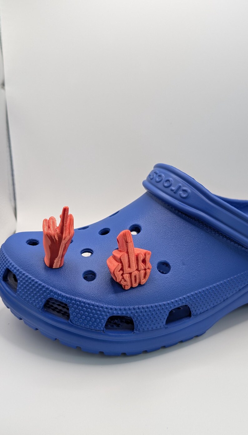2 Pack 3D Printed Middle Finger & FU Shoe Charms: Funny Clog ...