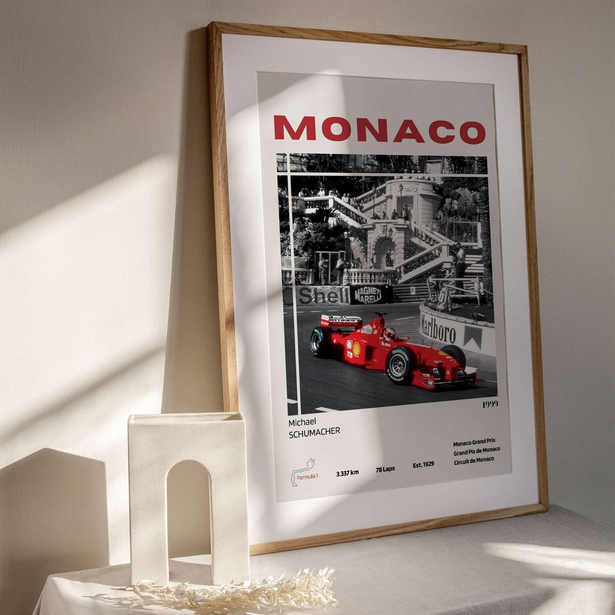 Monaco Poster Formula 1 Wall Art Racing Poster Michael Schumacher Monte ...