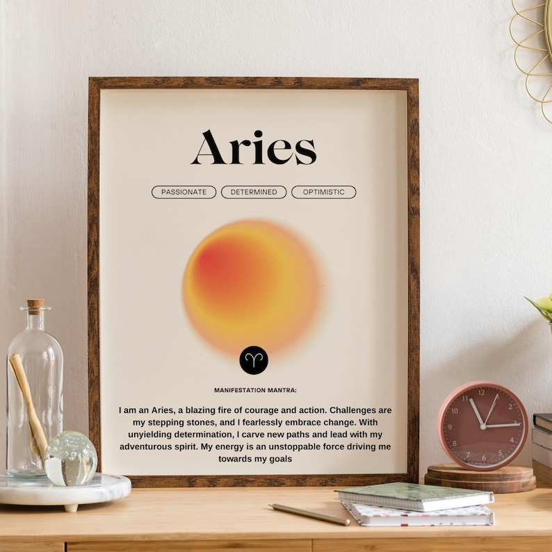 Aries Wall Art Zodiac Print Manifestation Print Astrology Print ...