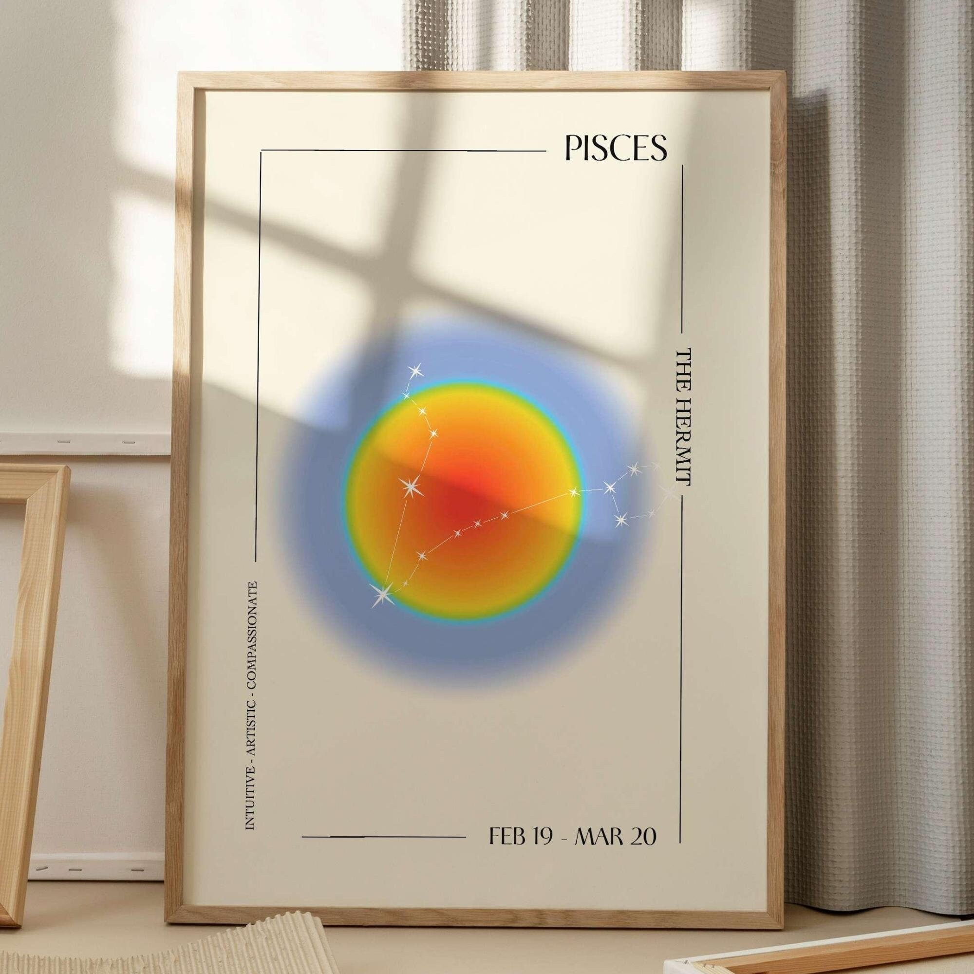 Pisces Zodiac Art Print Astrology Wall Art Aura Poster - Etsy