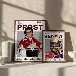Formula 1 Legends Poster Formula 1 Wall Art Ayrton Senna Alain Prost ...