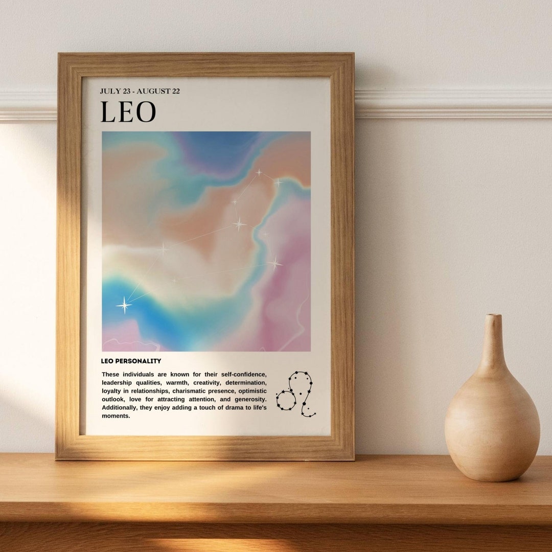 Leo Zodiac Print Aura Poster Astrology Wall Art Spiritual Print Zodiac ...