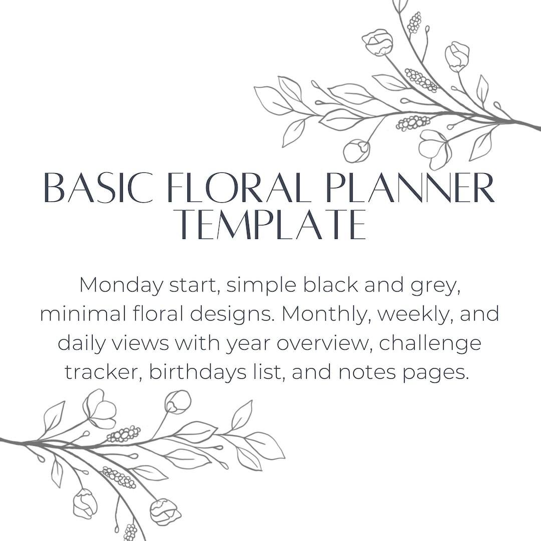 Basic Floral Planner Canva Template - Etsy