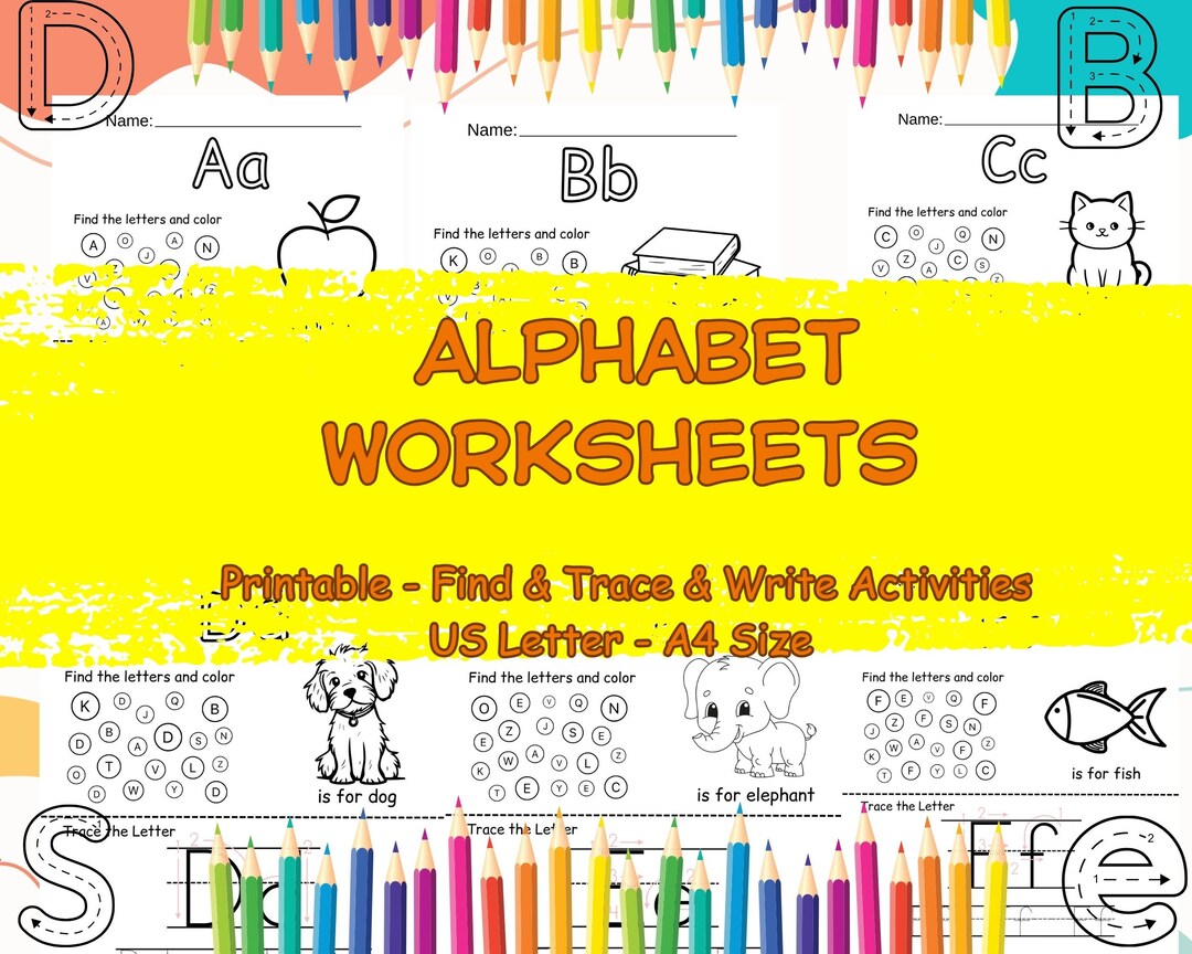 Alphabet Letters Activity Worksheets Printable Tracing - Etsy