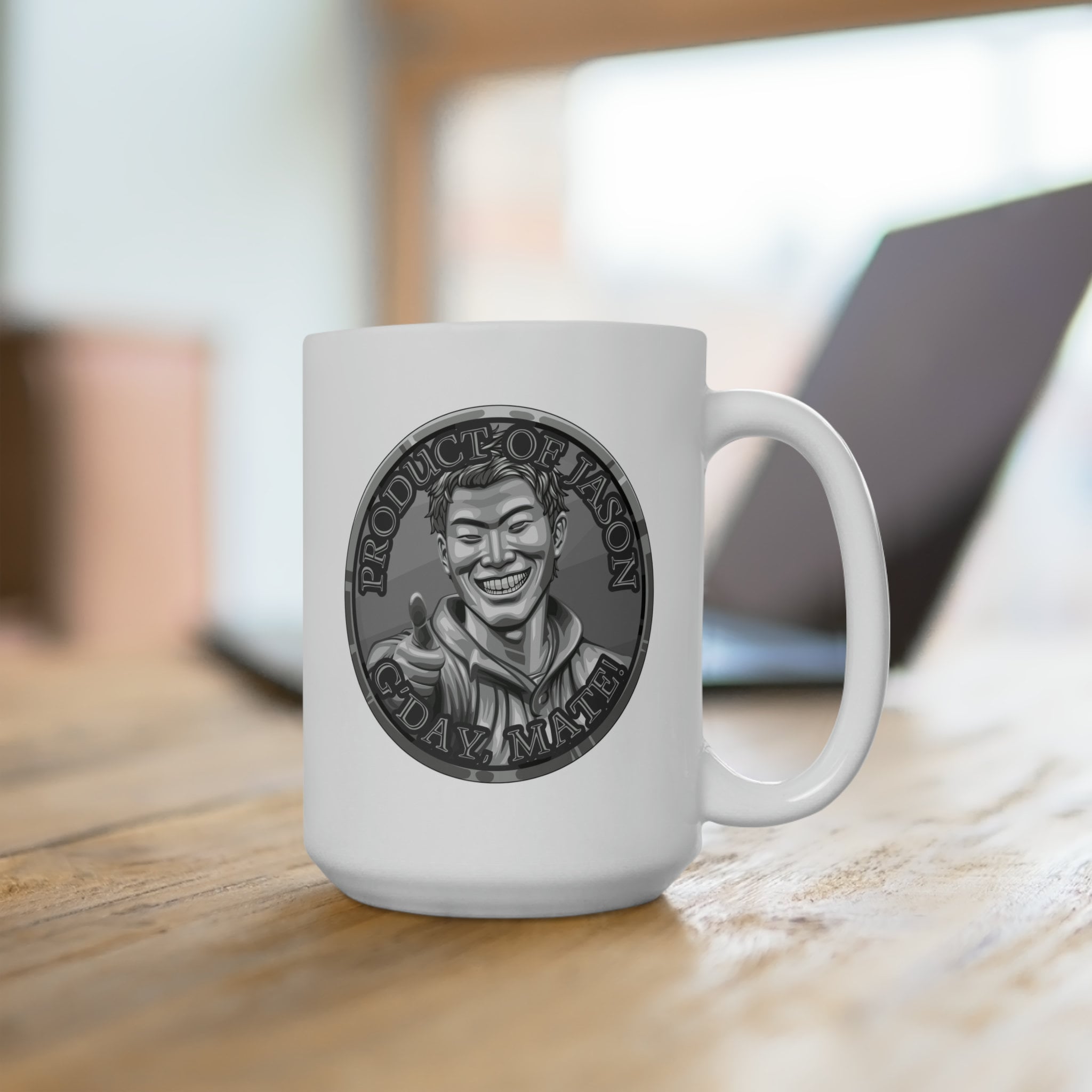 Silver Spirit Coin 15 Oz Coffee Mug of He Who Fights With Monsters ...