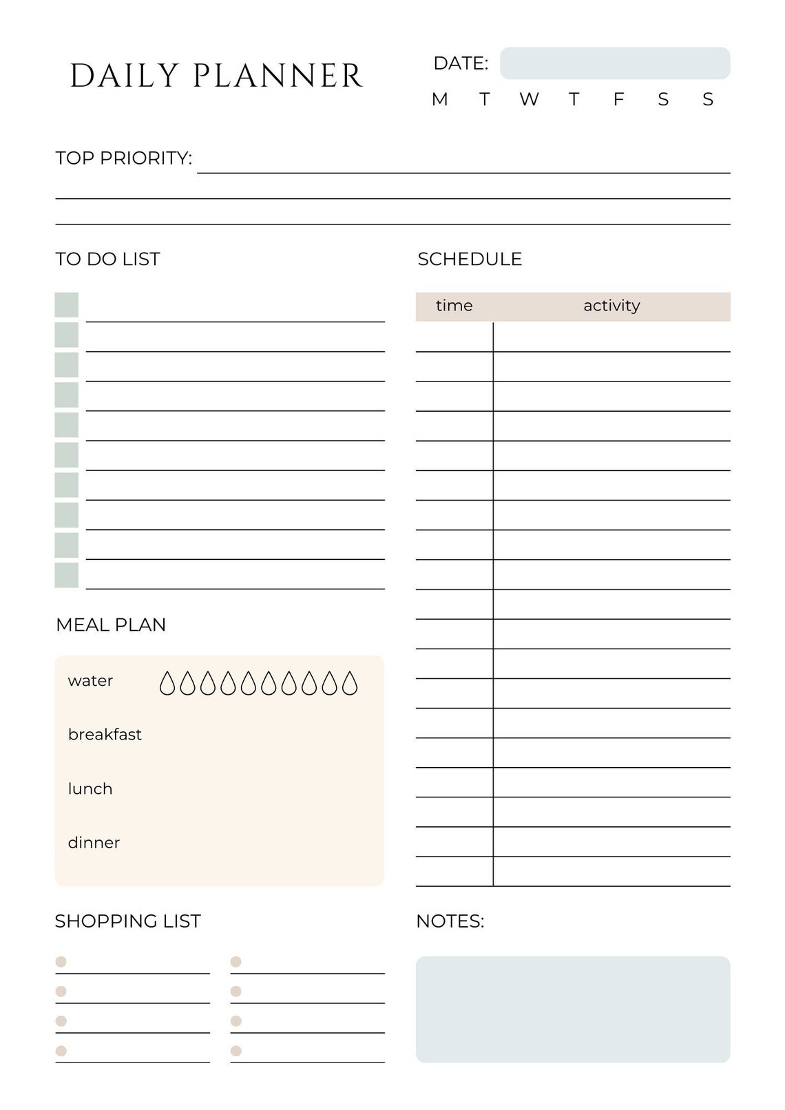 Daily to Do List, Daily Planner, Printable Planner, Daily Schedule ...