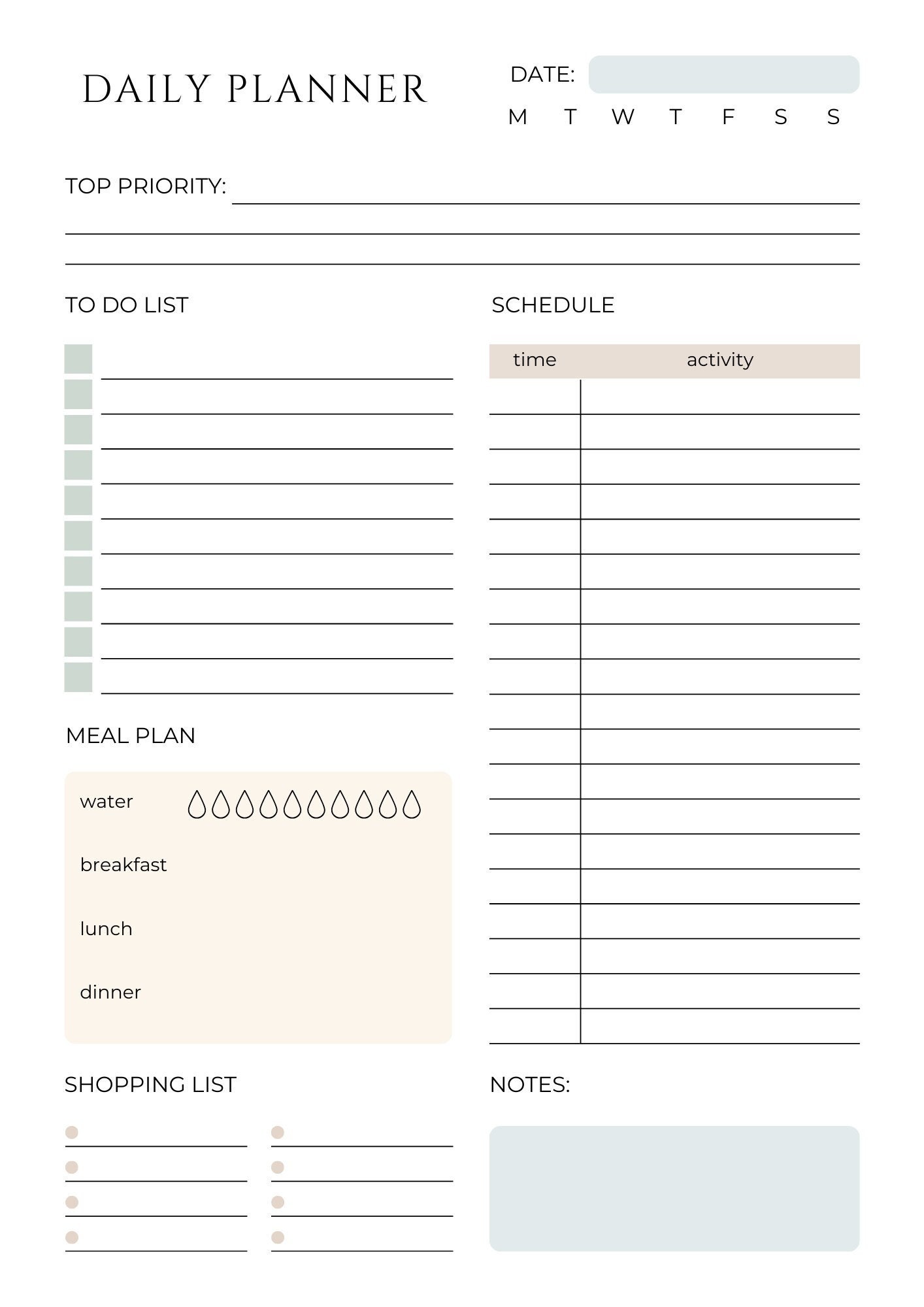 Daily to Do List, Daily Planner, Printable Planner, Daily Schedule ...