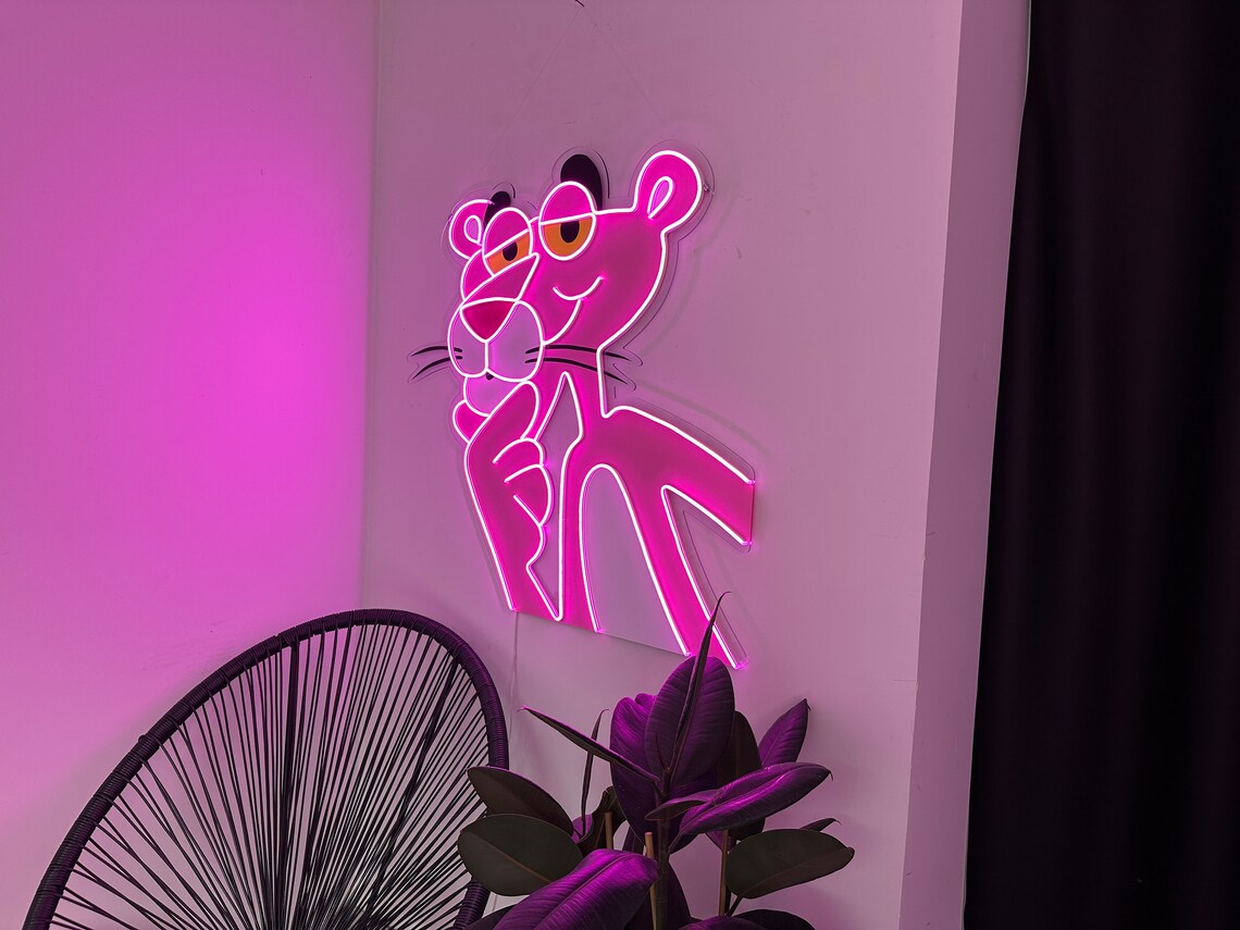 Pink Panther Neon Sign Pink Panther Decor Custom Neon Signs Panther Led ...