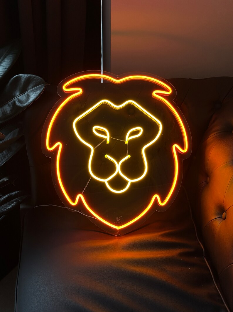 Lion Neon Sign | Art Neon Light Lion Head | Customizable Animal Neon ...