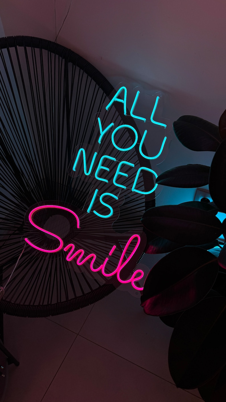 All You Need is Smile Neon Sign | Smile Neon Sign Wall Decor | Custom ...