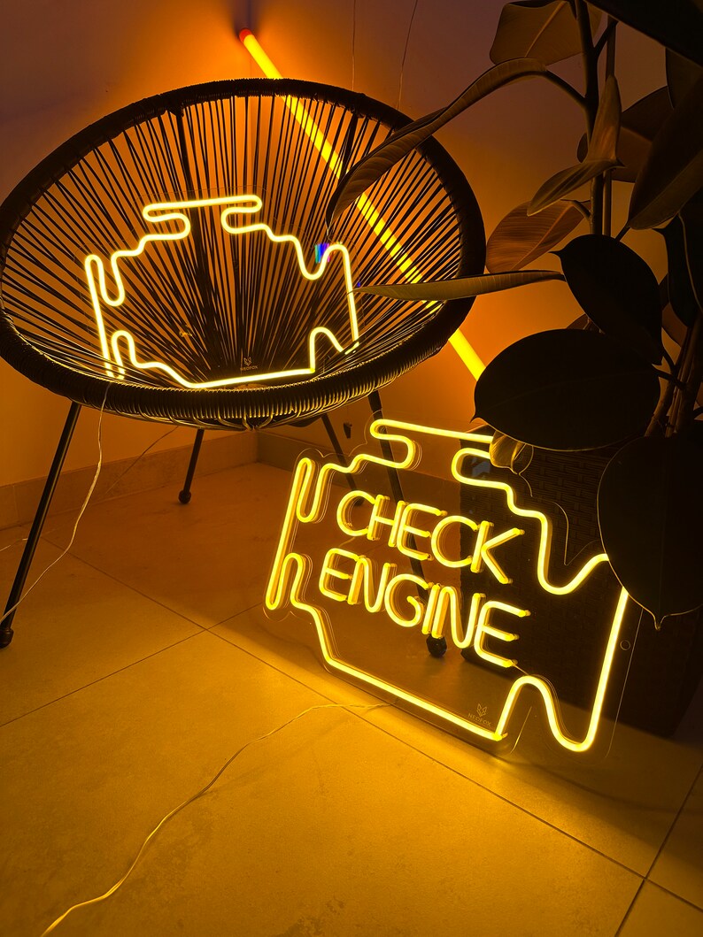 Check Engine Neon Sign | Neon Garage Signs | Check Engine LED Sign ...