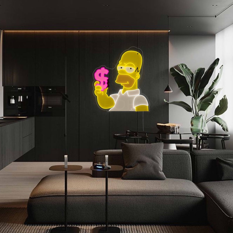 Cartoon Neon Sign the Simpsons | Homer Simpson Decor | Custom Neon ...